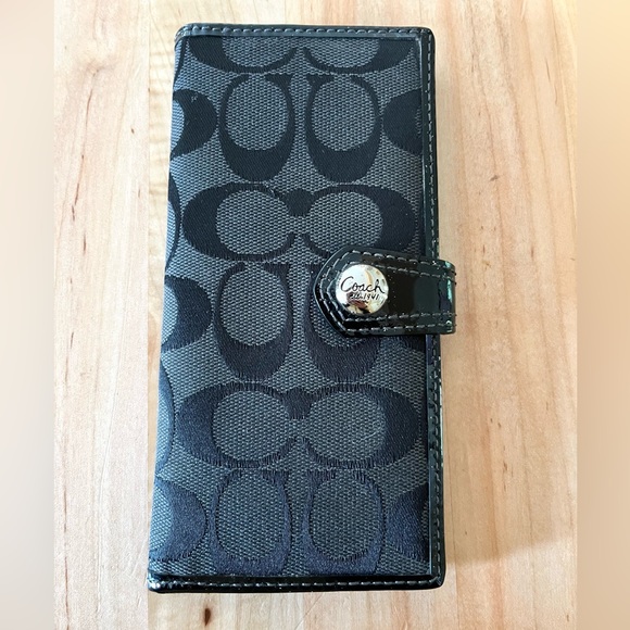 Coach | Bags | Coach Signature Black And Gray Wallet | Poshmark